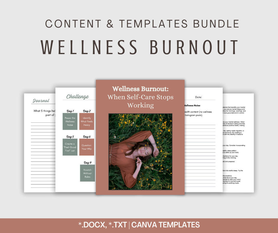 Wellness Burnout | Content & Templates Bundle – Happy Healthy Content