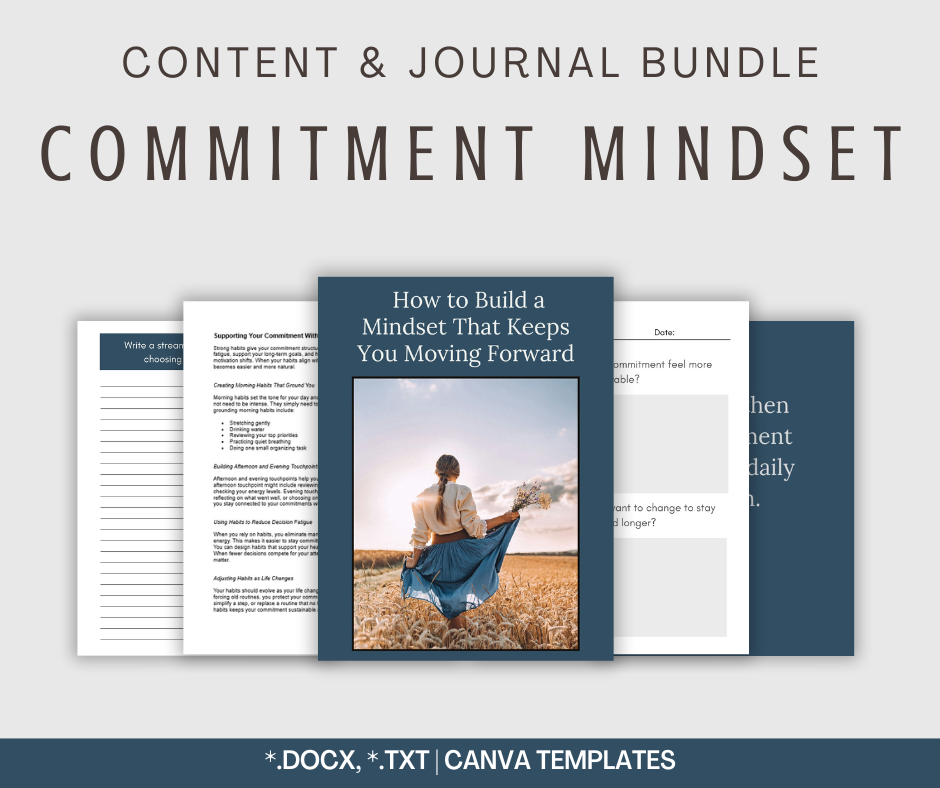 Commitment Mindset | Content & Journal Bundle – Happy Healthy Content